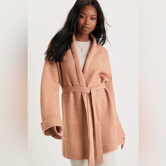 Lulus | Sweaters | Lulus Nwt Fireside Favorite Heathered Brown Knit ...